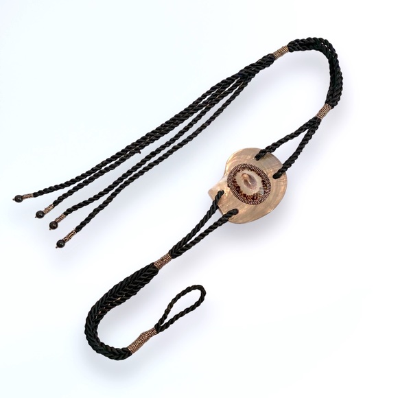 Accessories | Vintage Abalone Shell Satin Rope Loop Tie Belt | Poshmark